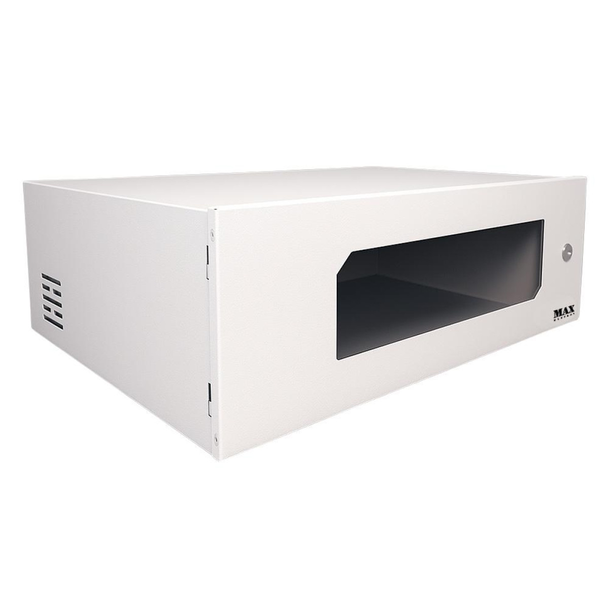 Mini Rack 3U x 350mm Economic Porta c/ Visor Acrílico Branco - MAX Eletron